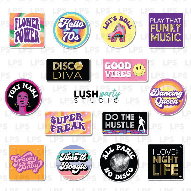 70's Disco Photo Booth Prop Signs Bundle – Lush Party Studio Props