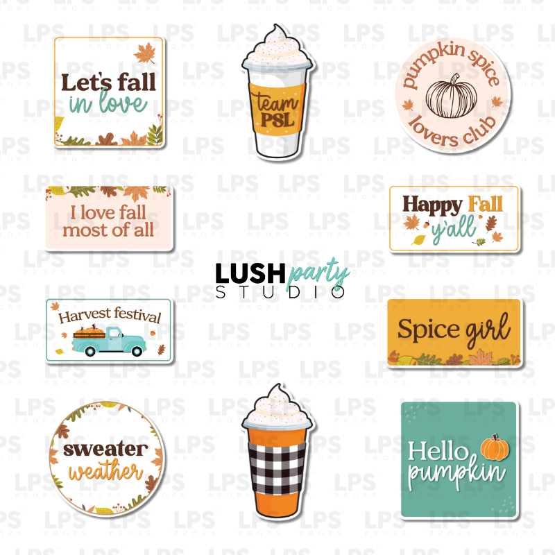 Autumn Fall Photo Booth Prop Signs Bundle – Lush Party Studio Props