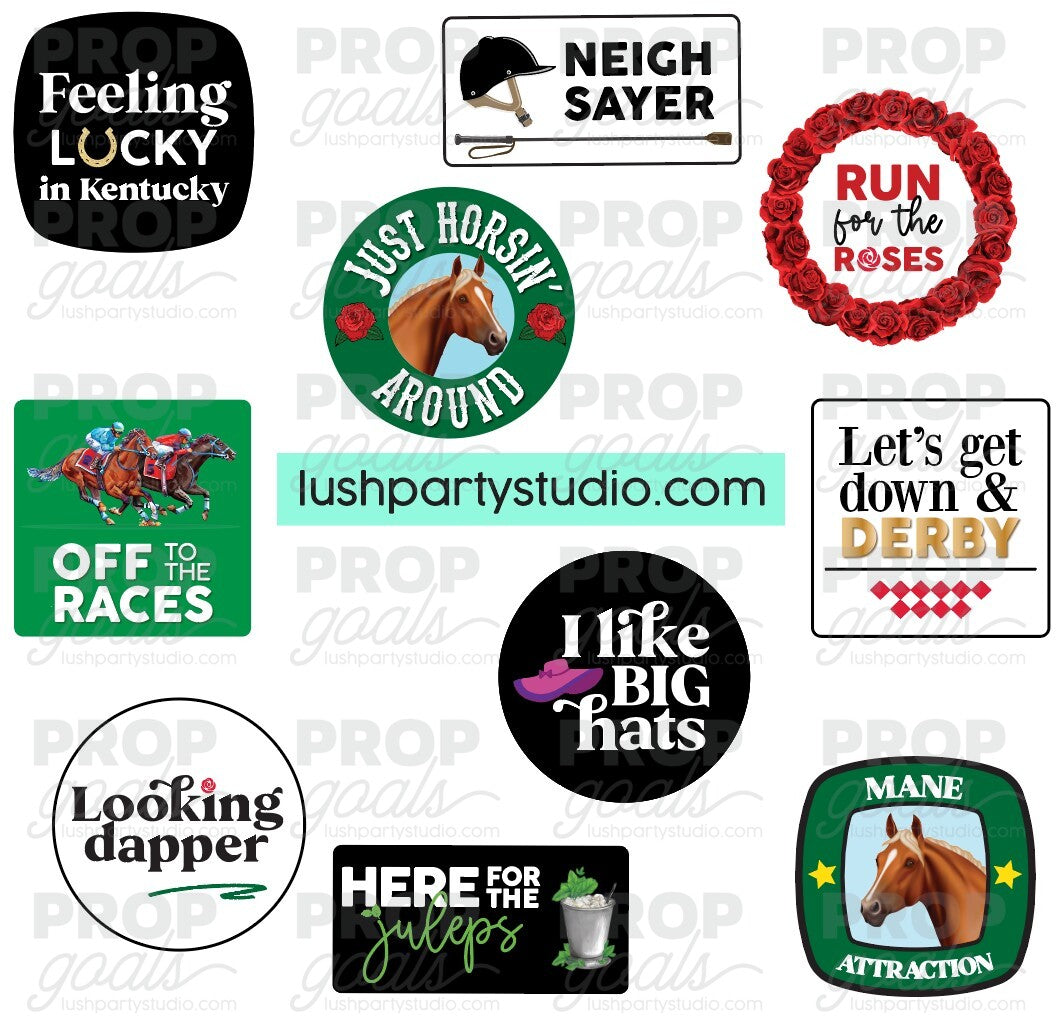 Kentucky Derby Photo Booth Prop Signs Bundle