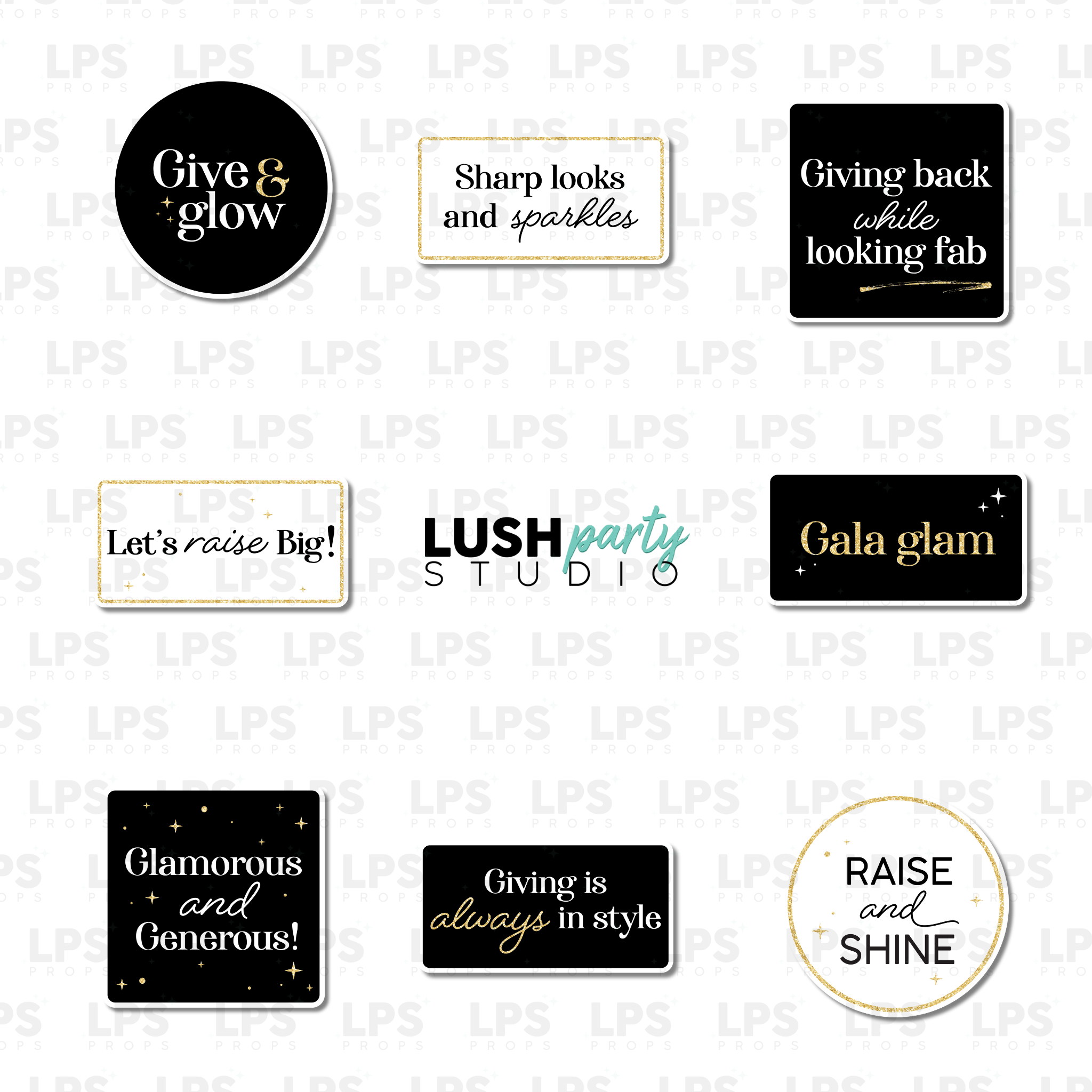 Fundraiser Gala Photo Booth Prop Signs Bundle – Lush Party Studio Props