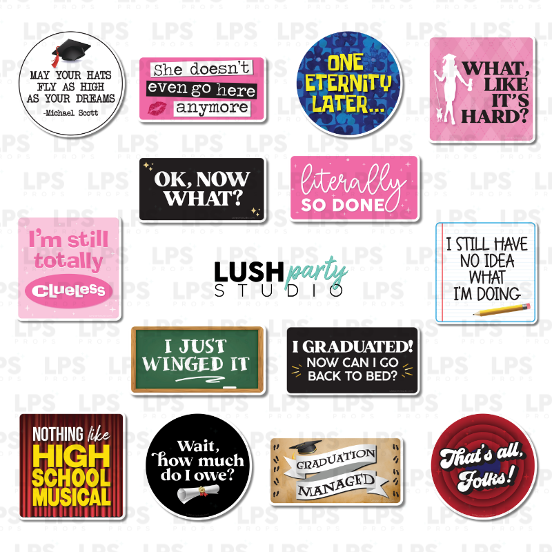 Pop Culture Graduation Photo Booth Prop Signs Bundle – Lush Party ...