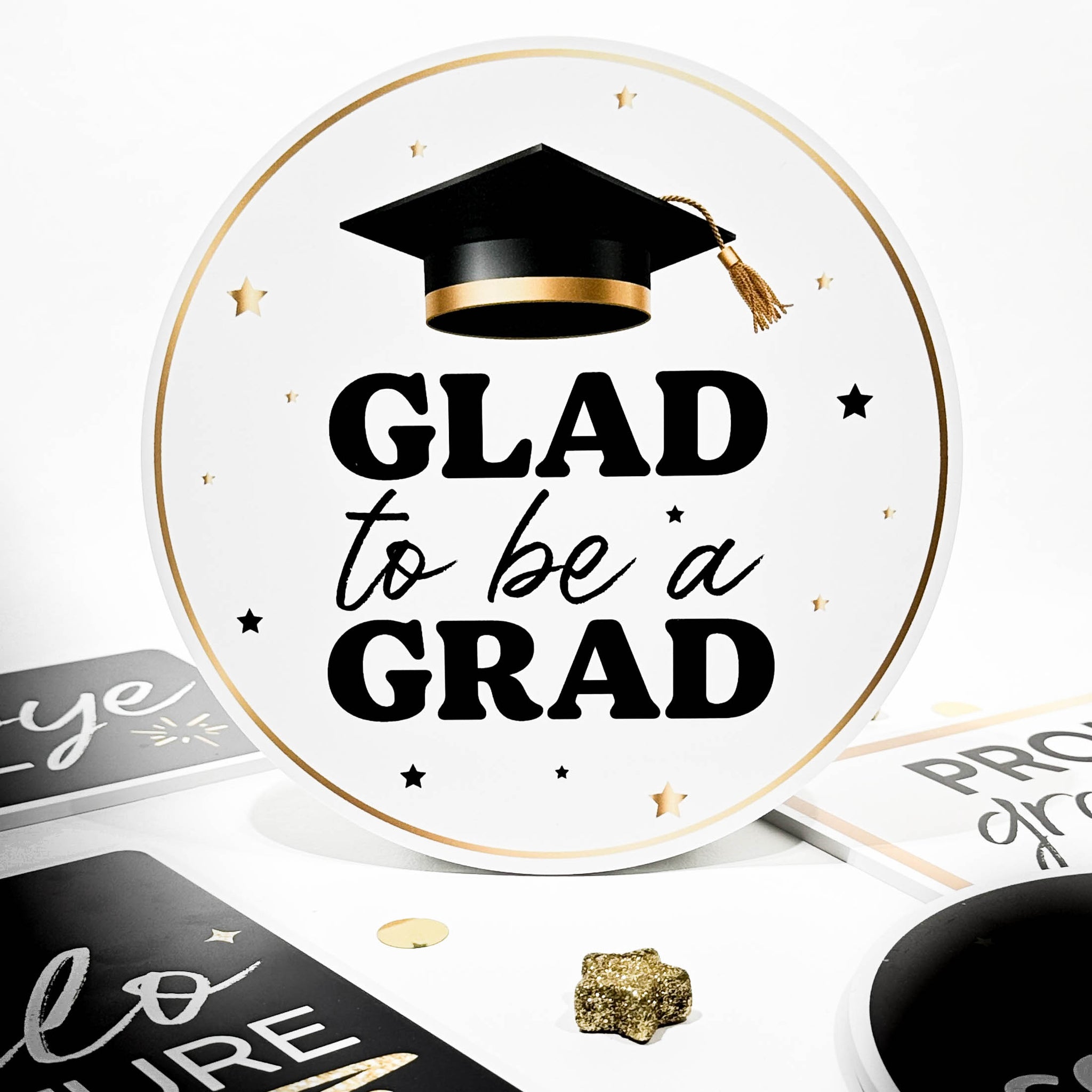 Black and white graduation photo booth prop signs bundle