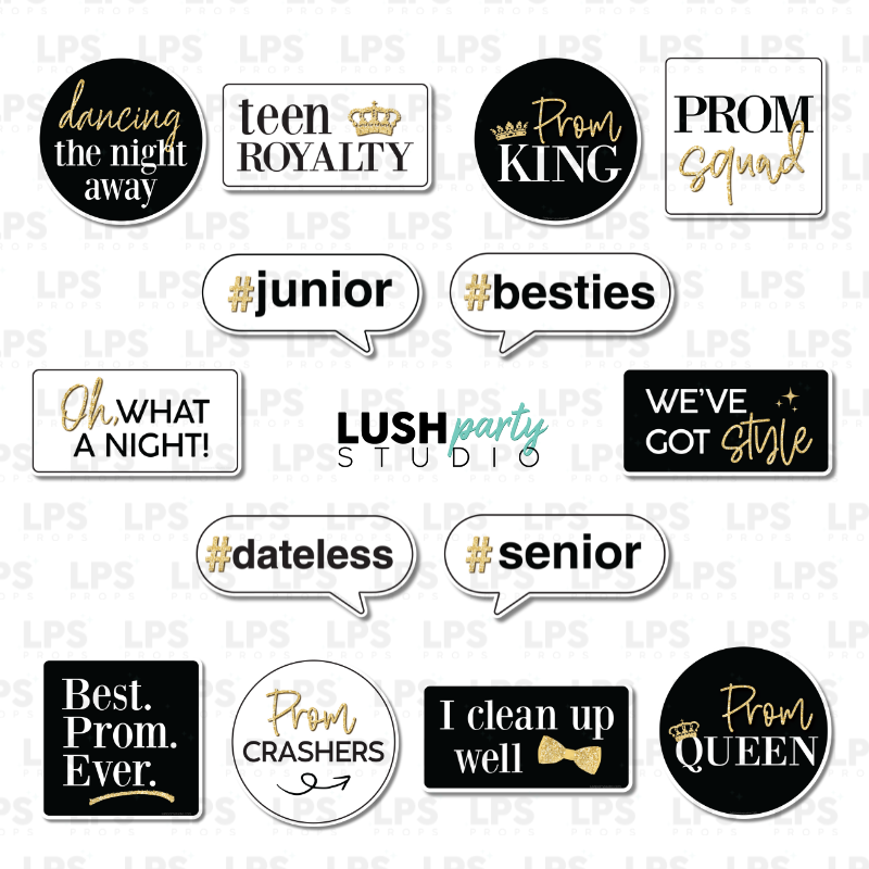 Prom High School Photo Booth Prop Signs Bundle – Lush Party Studio Props
