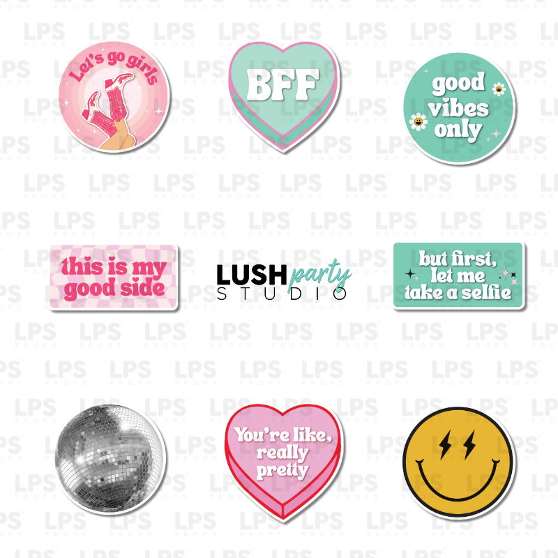 Retro Vibes Photo Booth Prop Signs Bundle – Lush Party Studio Props