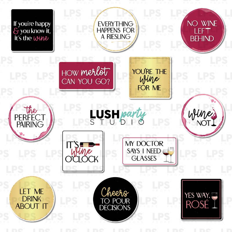 Wine Photo Booth Prop Signs Bundle – Lush Party Studio Props