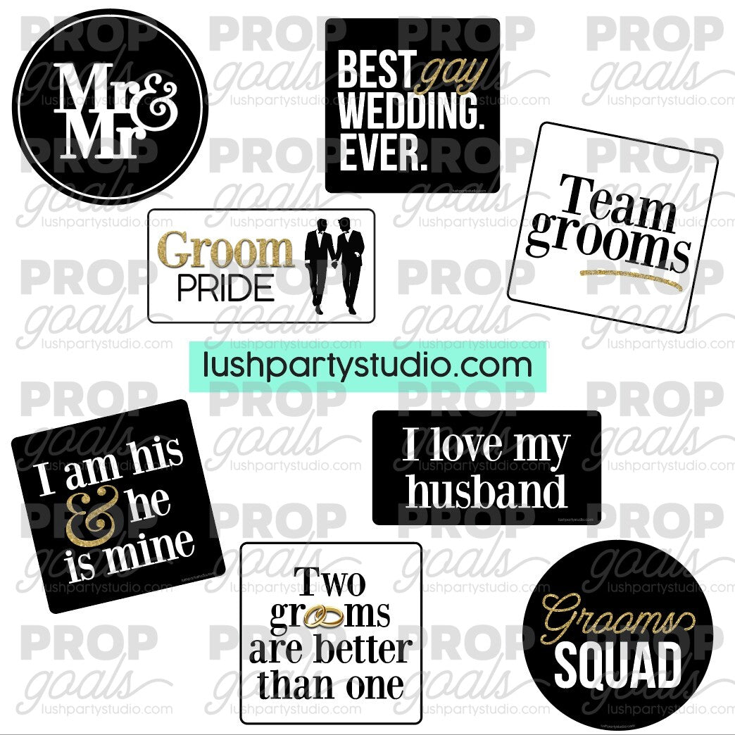 Same Sex Gay Wedding Photo Booth Prop Signs Bundle