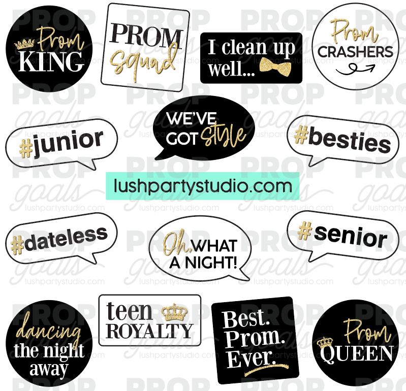 Prom High School Photo Booth Prop Signs Bundle